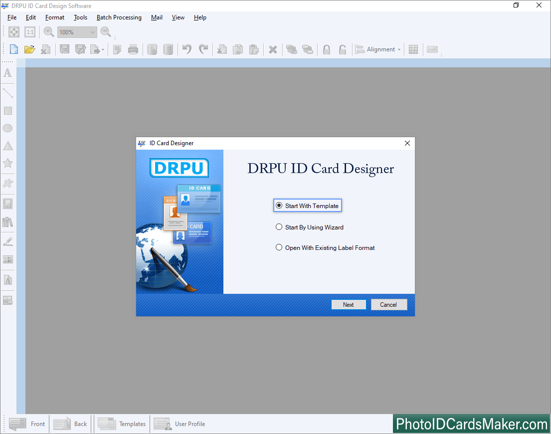 ID card maker software creates employees photo identity badges cards